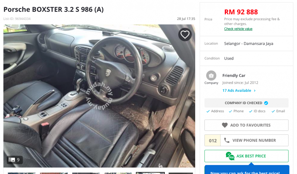 Porsche Boxster 25 Year Old Drop Top Sports Car Review – Mudah Insights